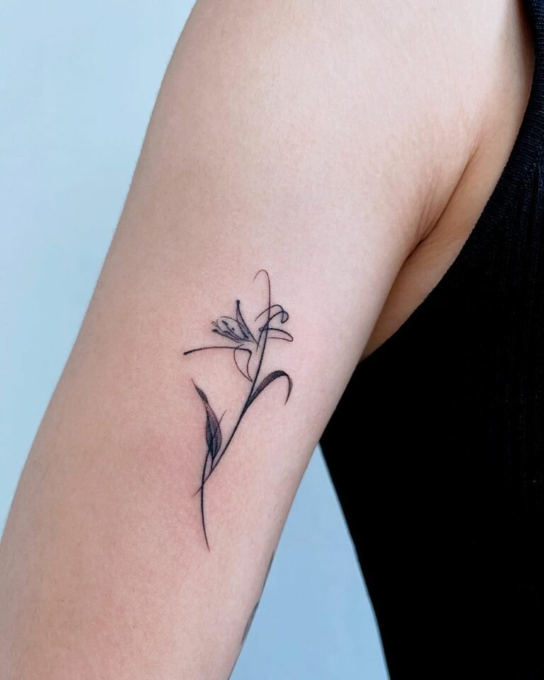 10 Beautiful And Amazing Fine-line Lily Flower Tattoo Designs